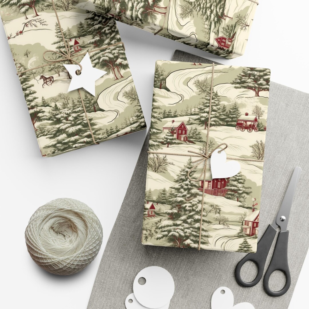 Vintage Christmas Wrapping Paper,toile Gift Wrap,christmas Toile ...