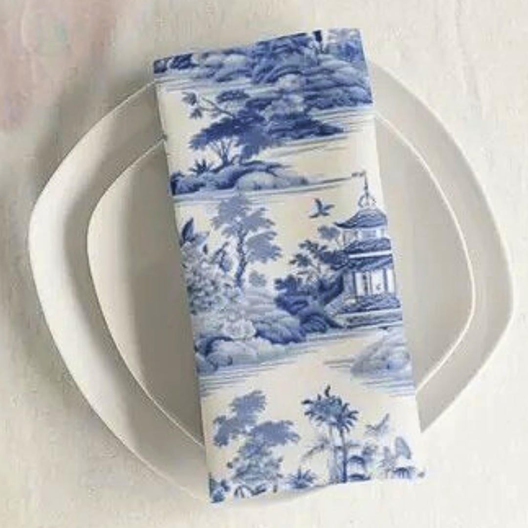 Blue Willow, Blue White Napkins, Cloth Napkins Napkins,christmas Cloth ...