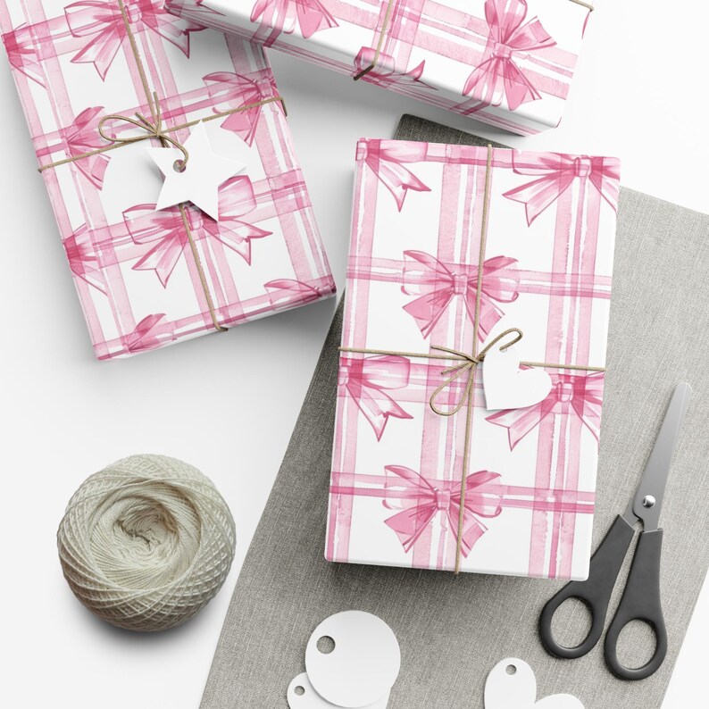 Pink Bow Wrapping Paper, Coquette Wrapping Paper, Coquette Bows Gift ...