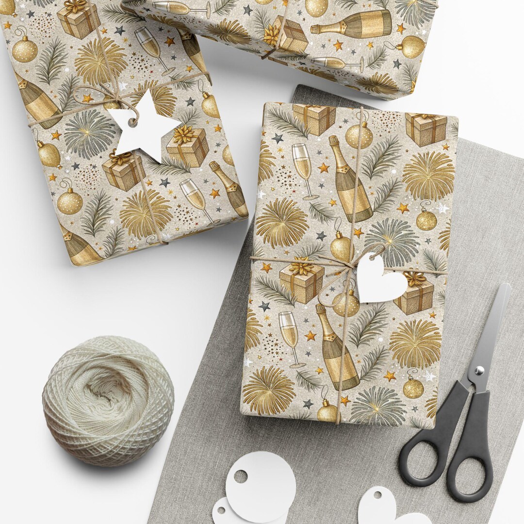 Wrapping Paper, Champagne Gift Wrap, Elegant Wrapping Paper, New Year's ...