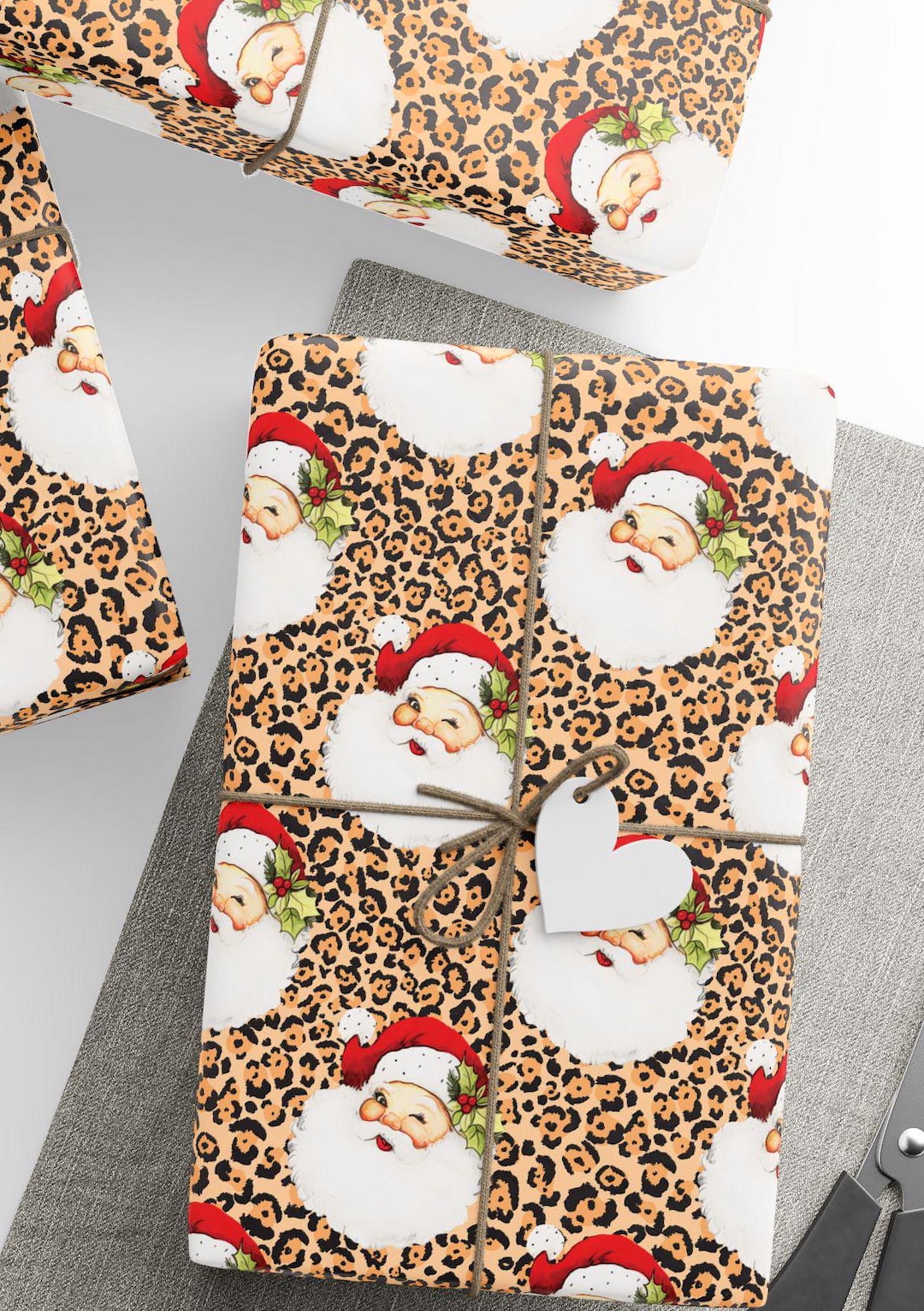 Vintage Santa Leopard Print Christmas Gift Wrap,christmas Wrapping ...