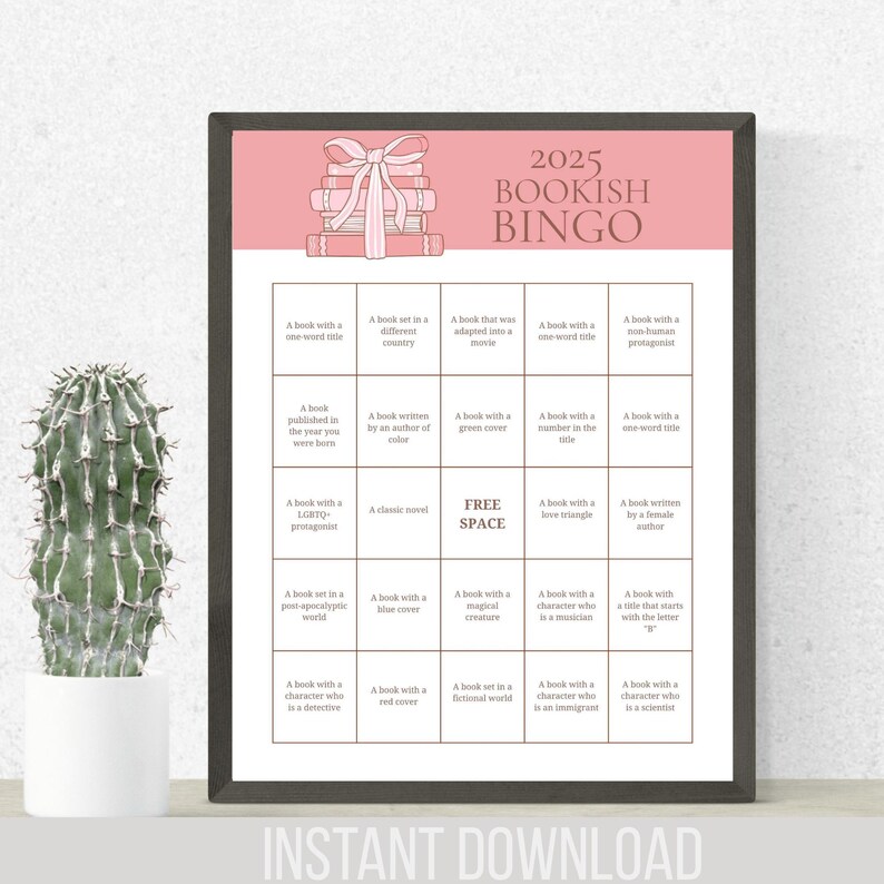 2025 Bookish Bingo Printable: Reading Challenge for Book Lovers (PDF ...