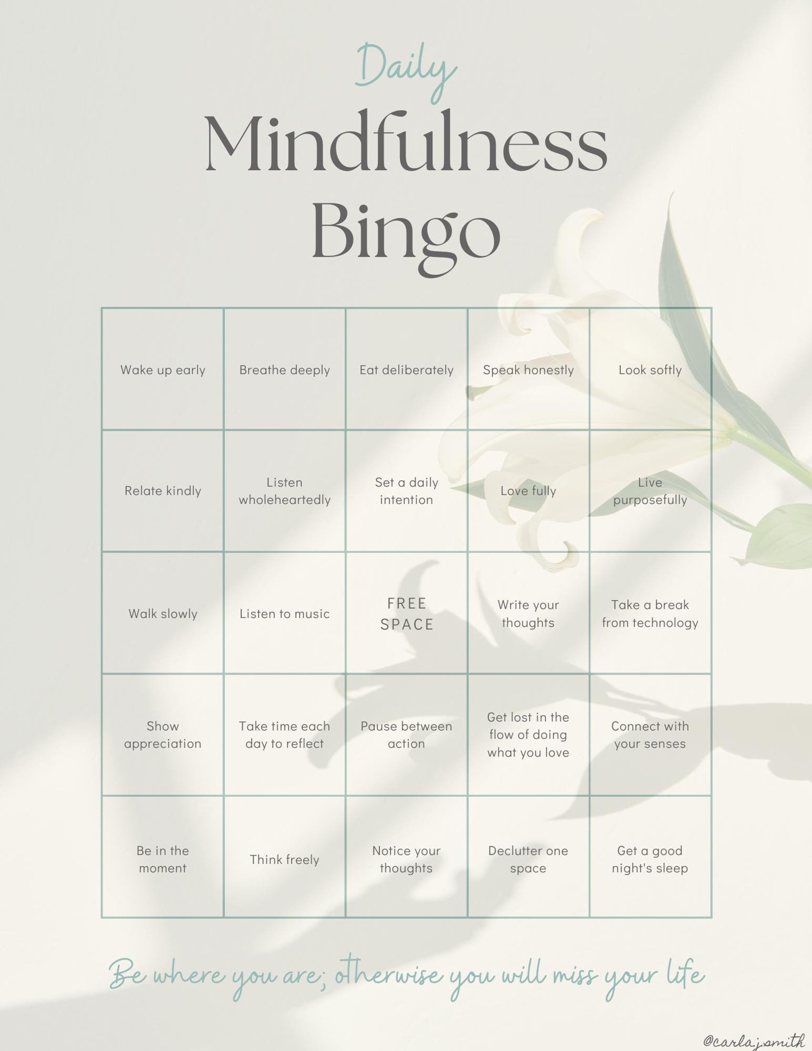 Mindfulness Bingo Card,mindfulness Activity for Counseling,coping ...