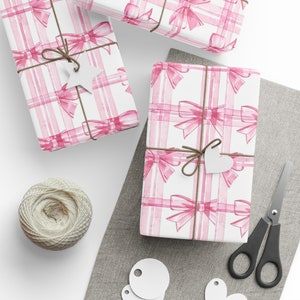 Pink Bow Wrapping Paper, Coquette Wrapping Paper, Coquette Bows Gift ...