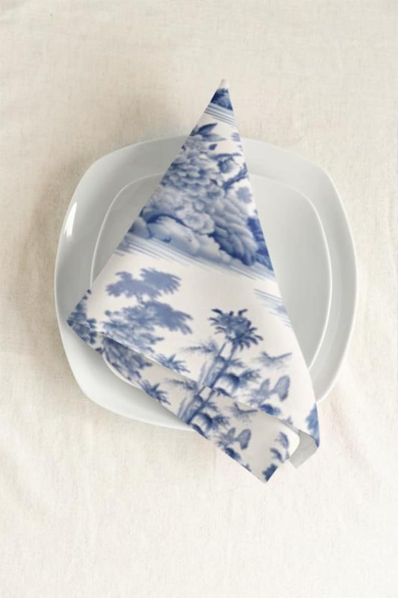 Blue Willow, Blue White Napkins, Cloth Napkins Napkins,christmas Cloth ...