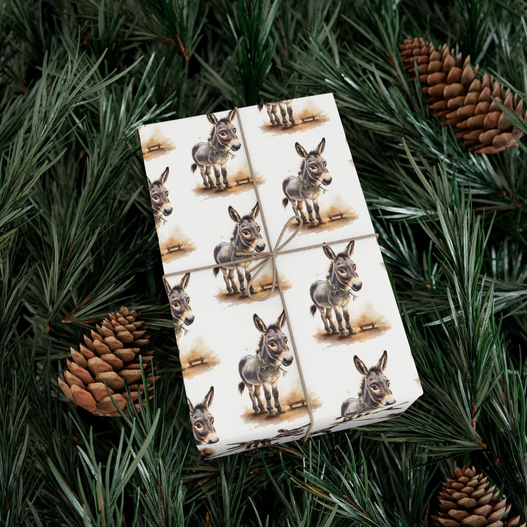 Donkey Gift Wrap Paper,nativity Donkey Wrapping Paper,donkey Nativity ...