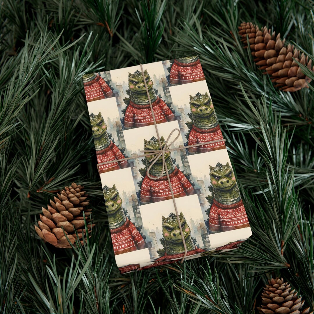 Godzilla Wrapping Paper,godzilla Christmas Wrapping Paper,vintage Kaiju ...