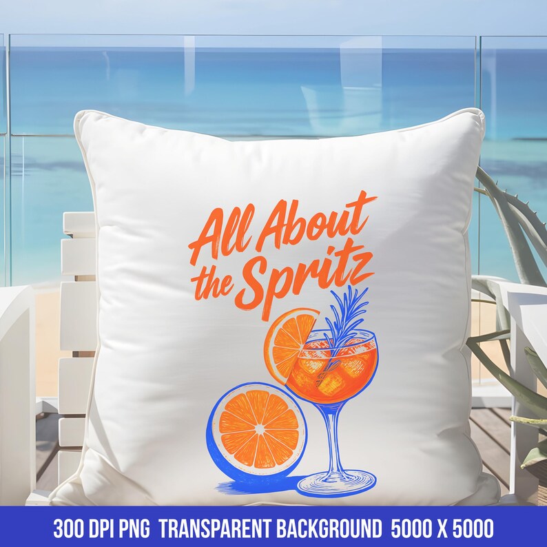 Aperol Spritz PNG: Retro Cocktail Graphic, Italian Summer Digital ...