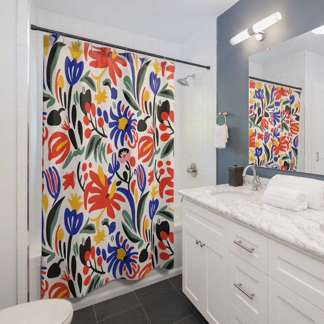 Matisse Style Shower Curtain: Abstract Floral Art, Mid-century Decor - Etsy
