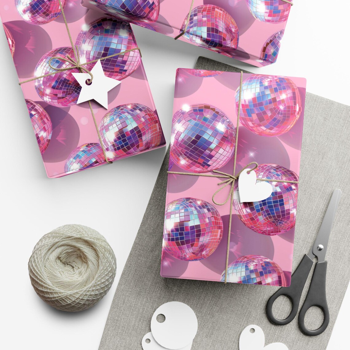 Pink Disco Ball Wrapping Paper, Y2K Party Gift Wrap - Etsy
