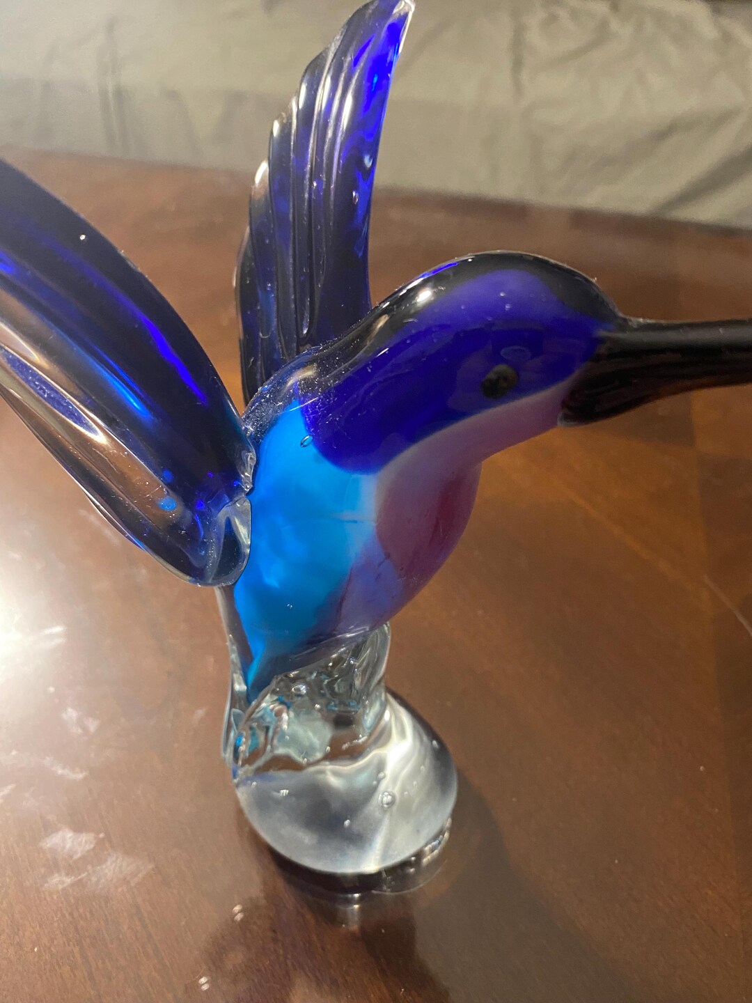 Blown Glass Ruby Throated Hummingbird Standing Figurine . Roughly 7 ...