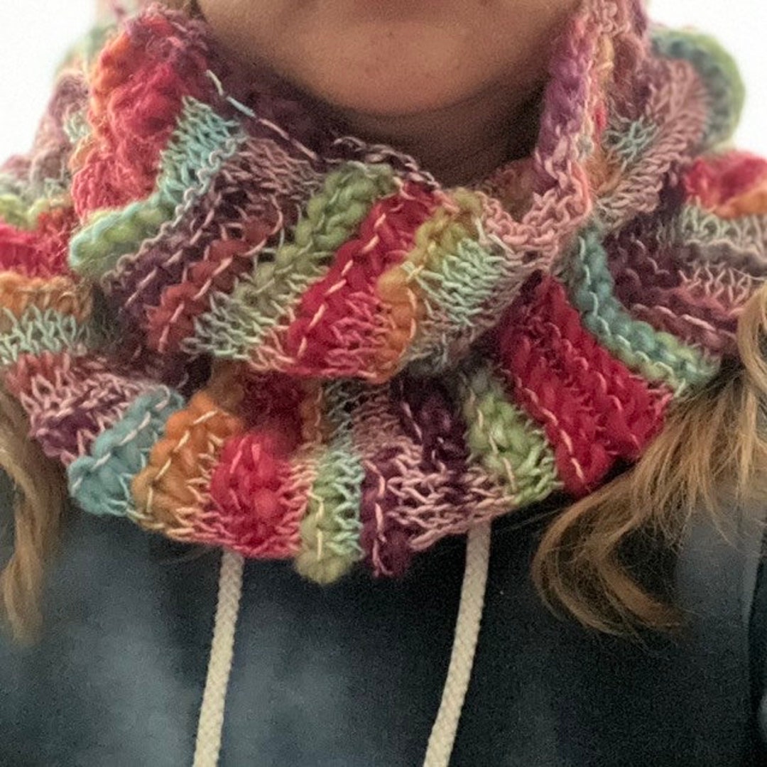 Colourful Cowl Neck Wrap Hand Knitted - Etsy