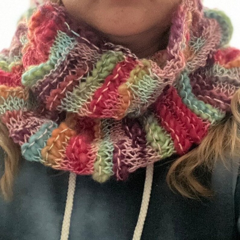Colourful Cowl Neck Wrap Hand Knitted - Etsy