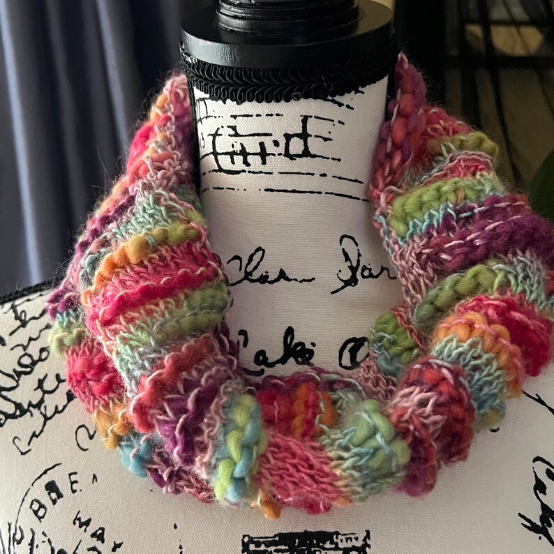 Colourful Cowl Neck Wrap Hand Knitted - Etsy