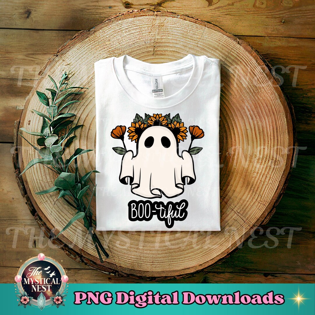 Boo-tiful Halloween Ghost PNG: Spooky Fall Sublimation (digital ...