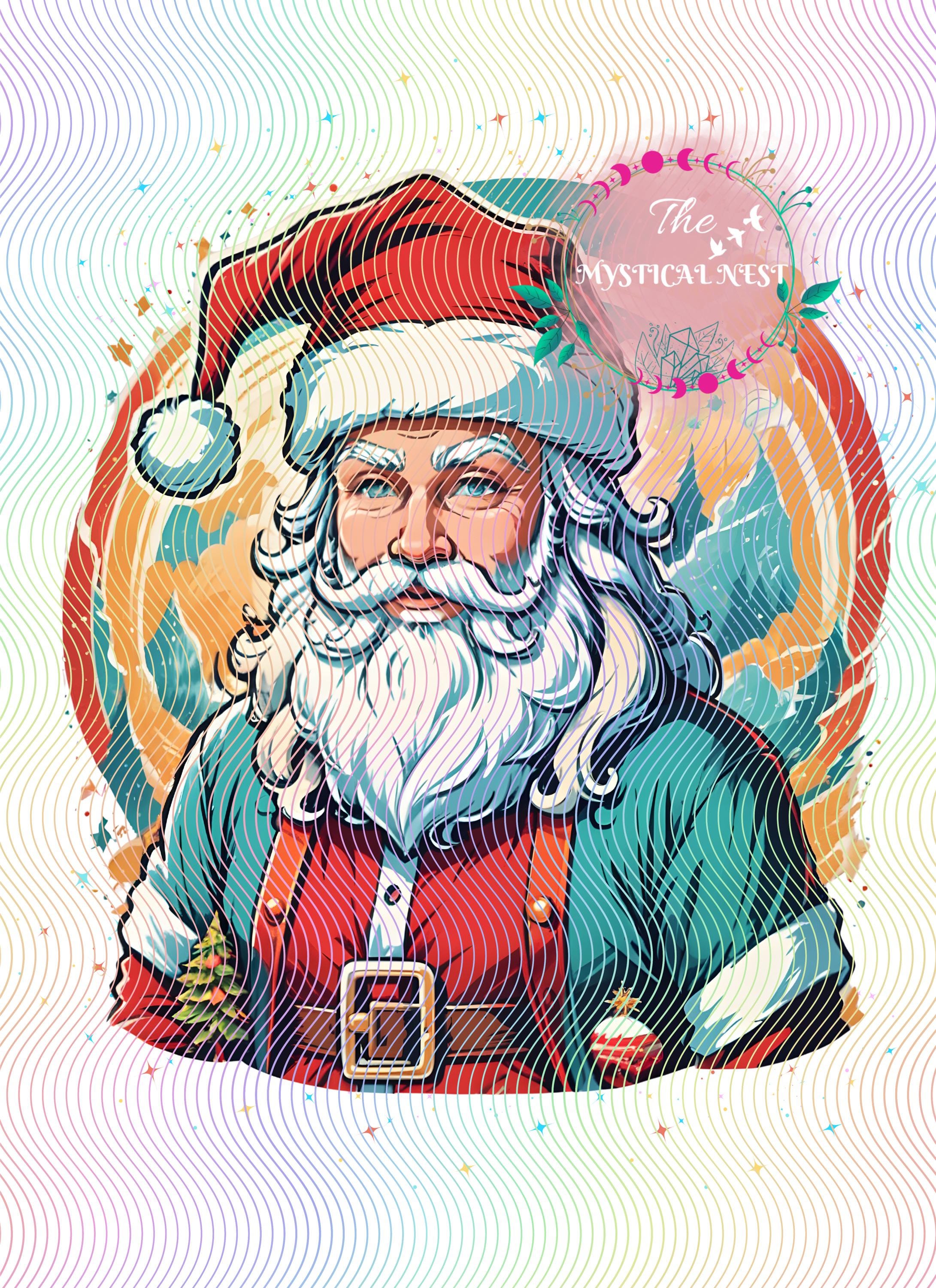 Vintage Santa Clipart PNG Christmas Retro Design - Etsy