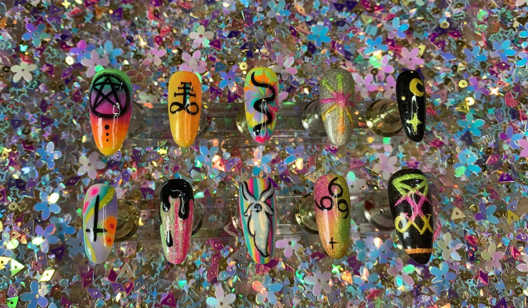 Satanic Rainbow Nails - Etsy
