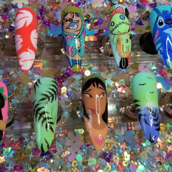 Lilo and Stitch Nails - Etsy