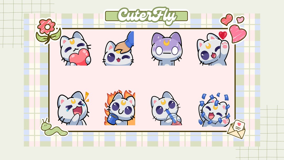 Cute White Kitty 8 Emotes Twitch Emotes, Discord, Youtube, Emotes, Cute ...