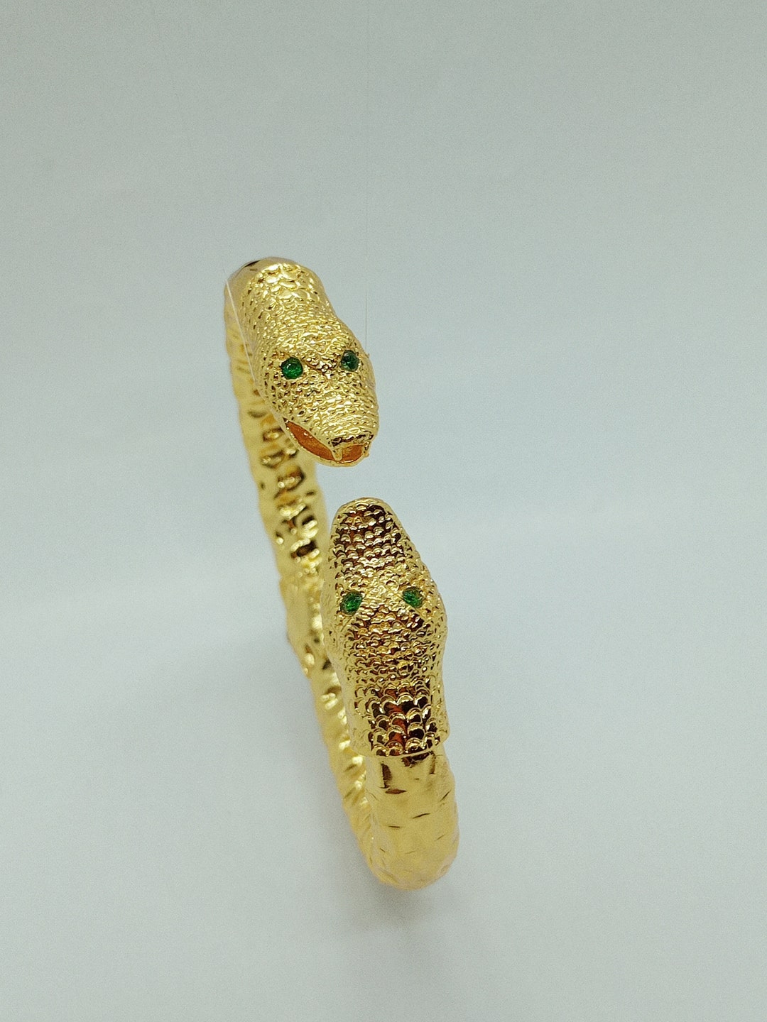 Gold Plated Zircon Stone Snake Head Bracelet/anniversary Gift/jewelry ...