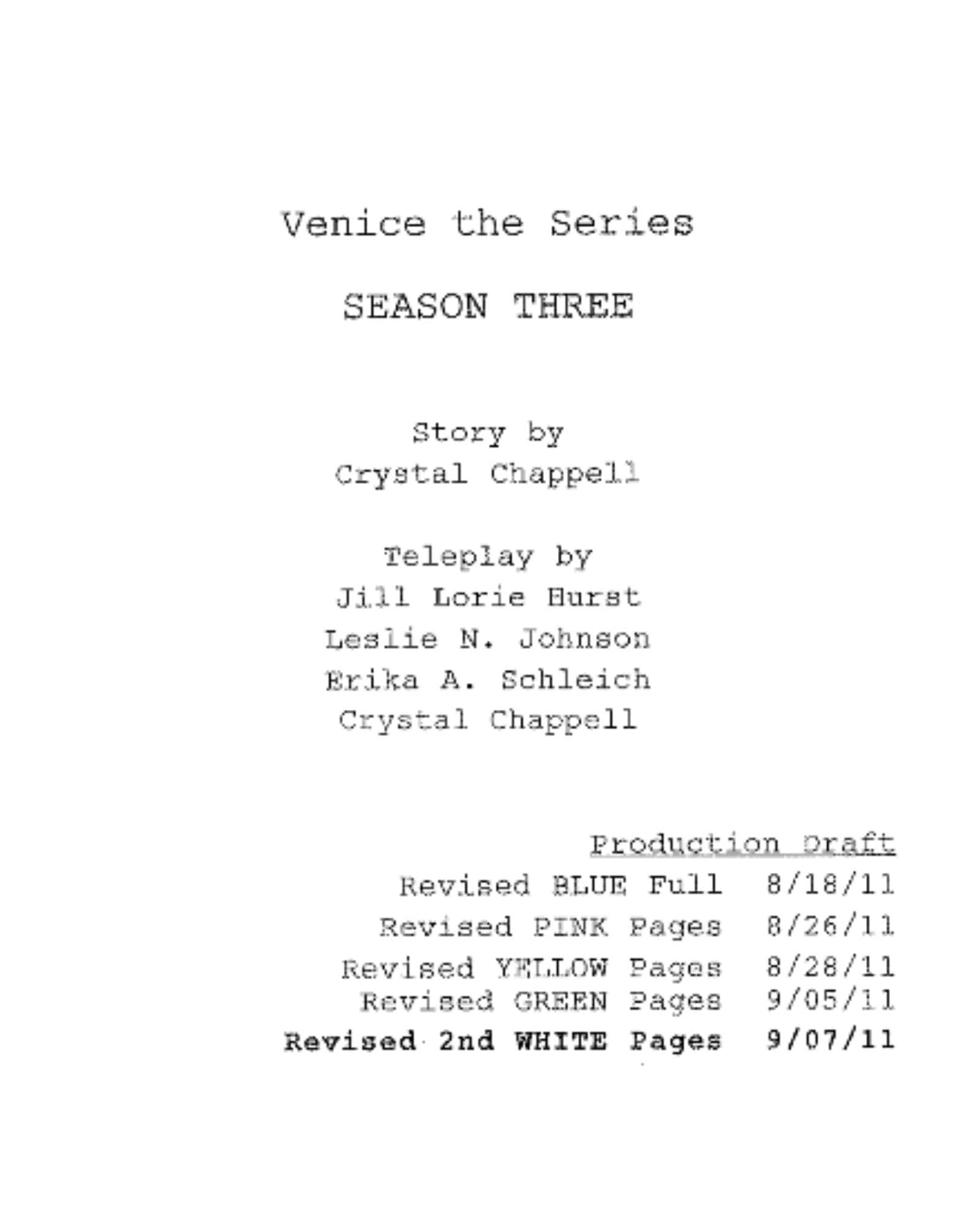 DIGITAL DOWNLOAD - Venice the Series Season 3 Script - Etsy