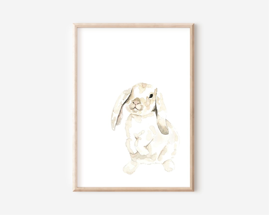 Bunny Poster Cute Animal Poster Watercolor Prints for Kids, Rabbit ...