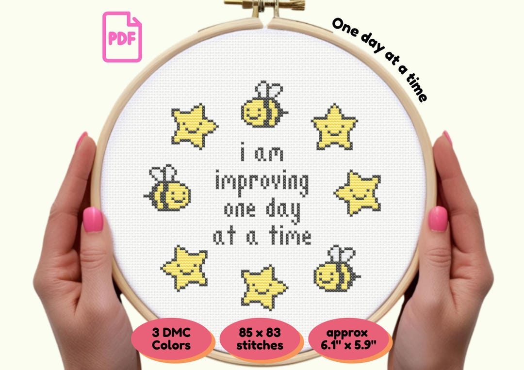 Kawaii Bees & Stars Cross Stitch Pattern | Inspirational Quote (PDF) - Etsy