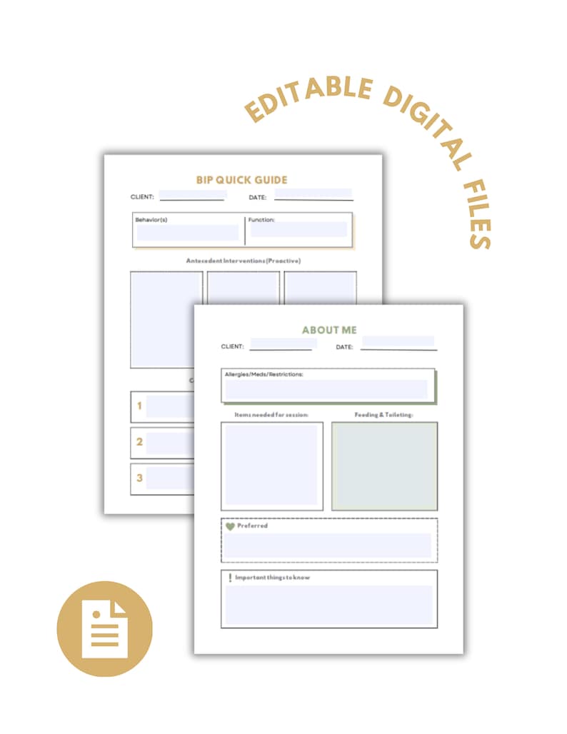 Editable BIP and About Me Quick Guide | Digital PDF - Etsy