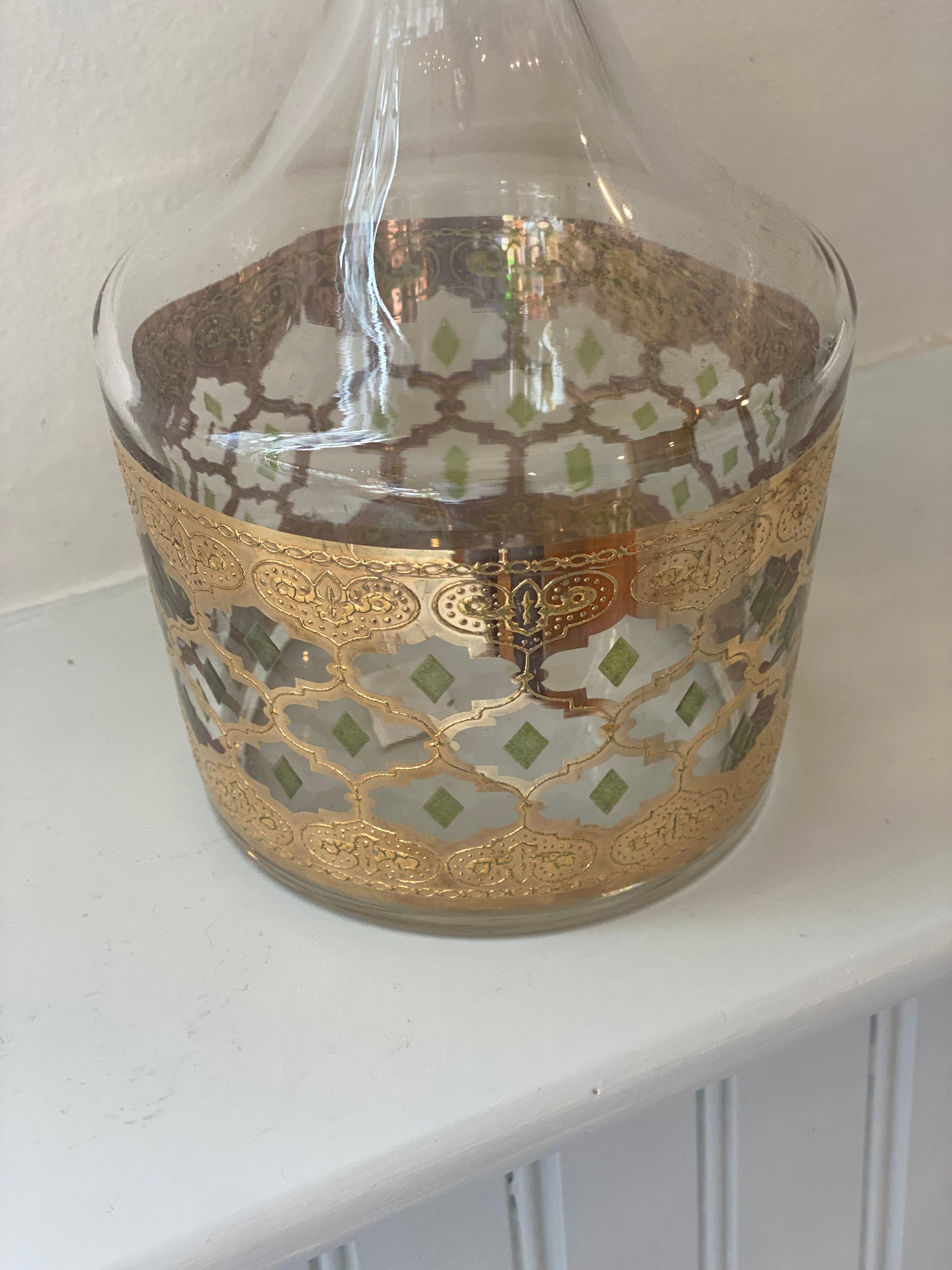 MCM Culver Glass Decanter Valencia Green and Gold - Etsy
