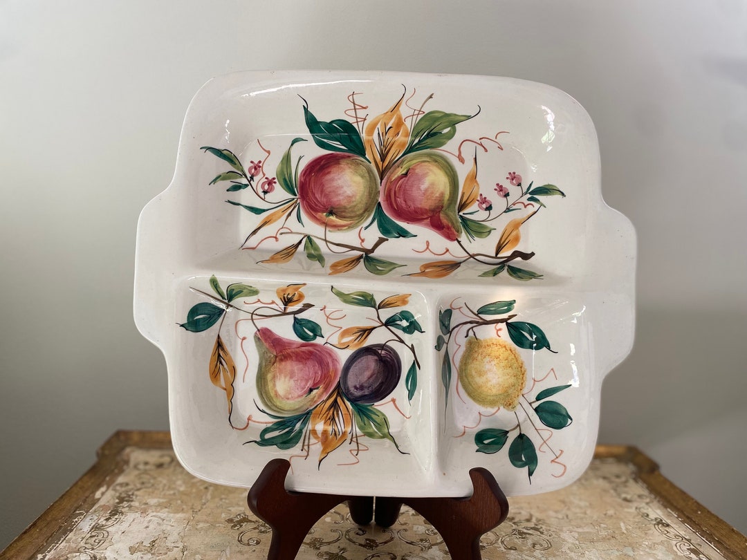 Vintage ITALIAN Divided Serving Platter, Ceramic Glazed With Hand ...