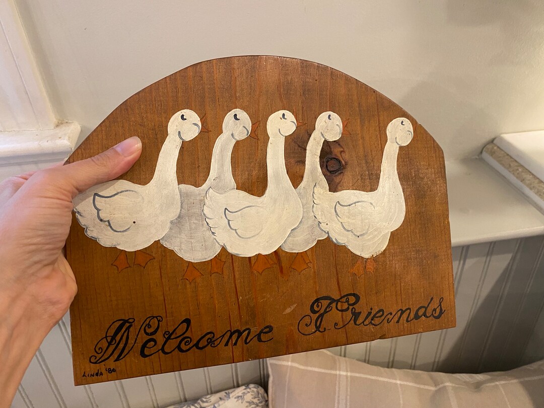 Duck Decor, Welcome Friends Hand Painted Wooden Sign, Lake or Country ...