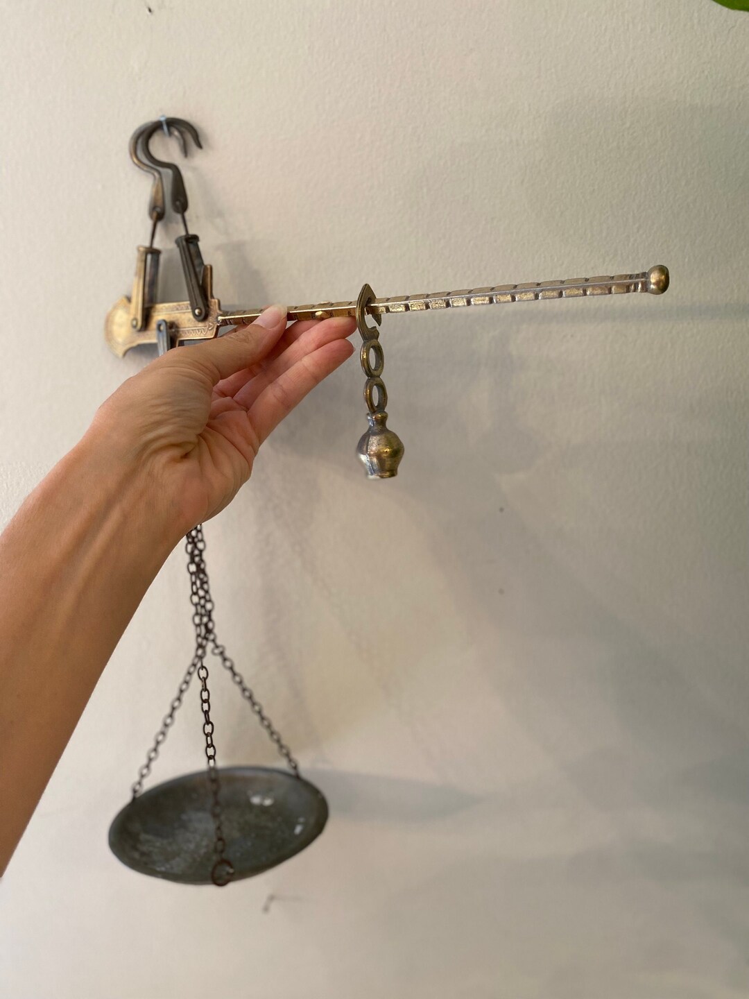 Antique Hanging Scale With Slider, Brass (possibly Copper) - Etsy