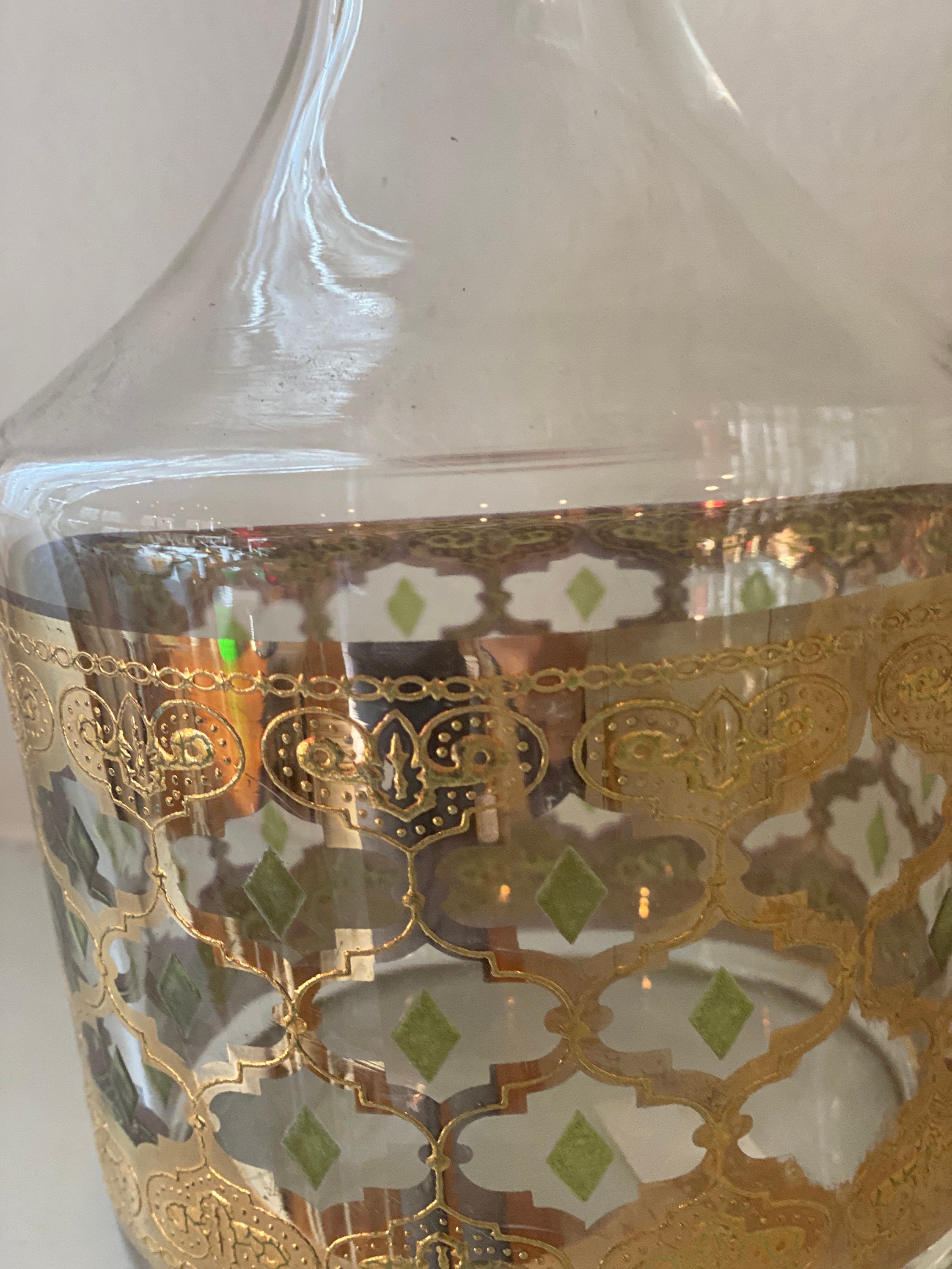MCM Culver Glass Decanter Valencia Green and Gold - Etsy