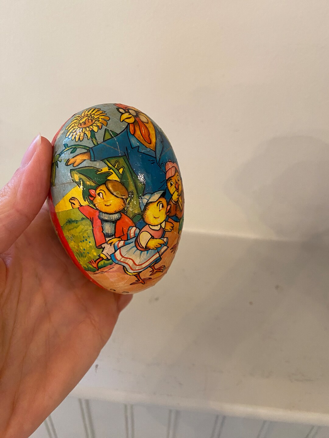 Vintage German Paper Mache Easter Egg: Dressed Chickens Decor - Etsy