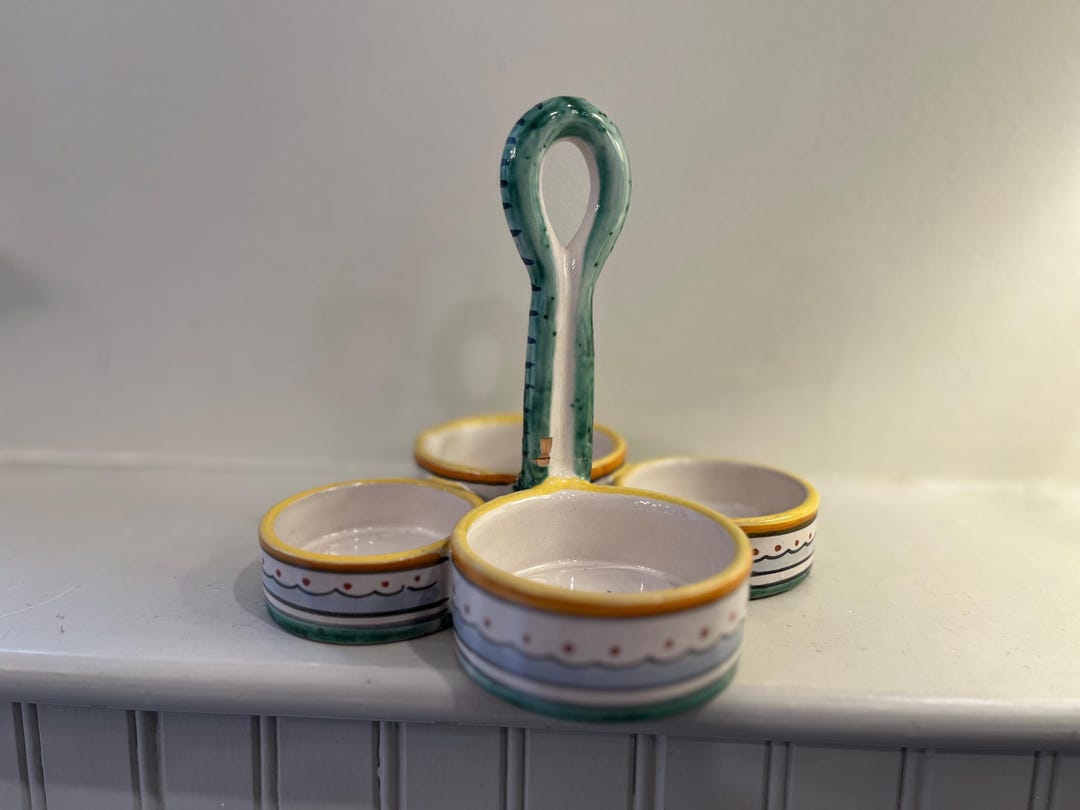 Hand-painted Italian Ceramic Table Caddy: Deruta Sermat Condiment ...