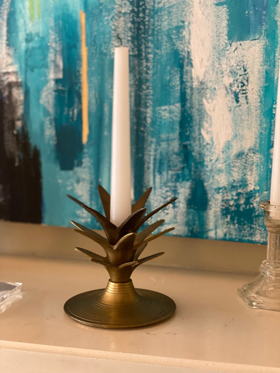 Solid Brass Candlestick Holder, Tropical Pineapple - Etsy