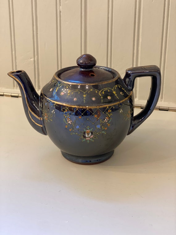 Vintage JAPANESE Moriage Teapot Small Metallic Brown and - Etsy
