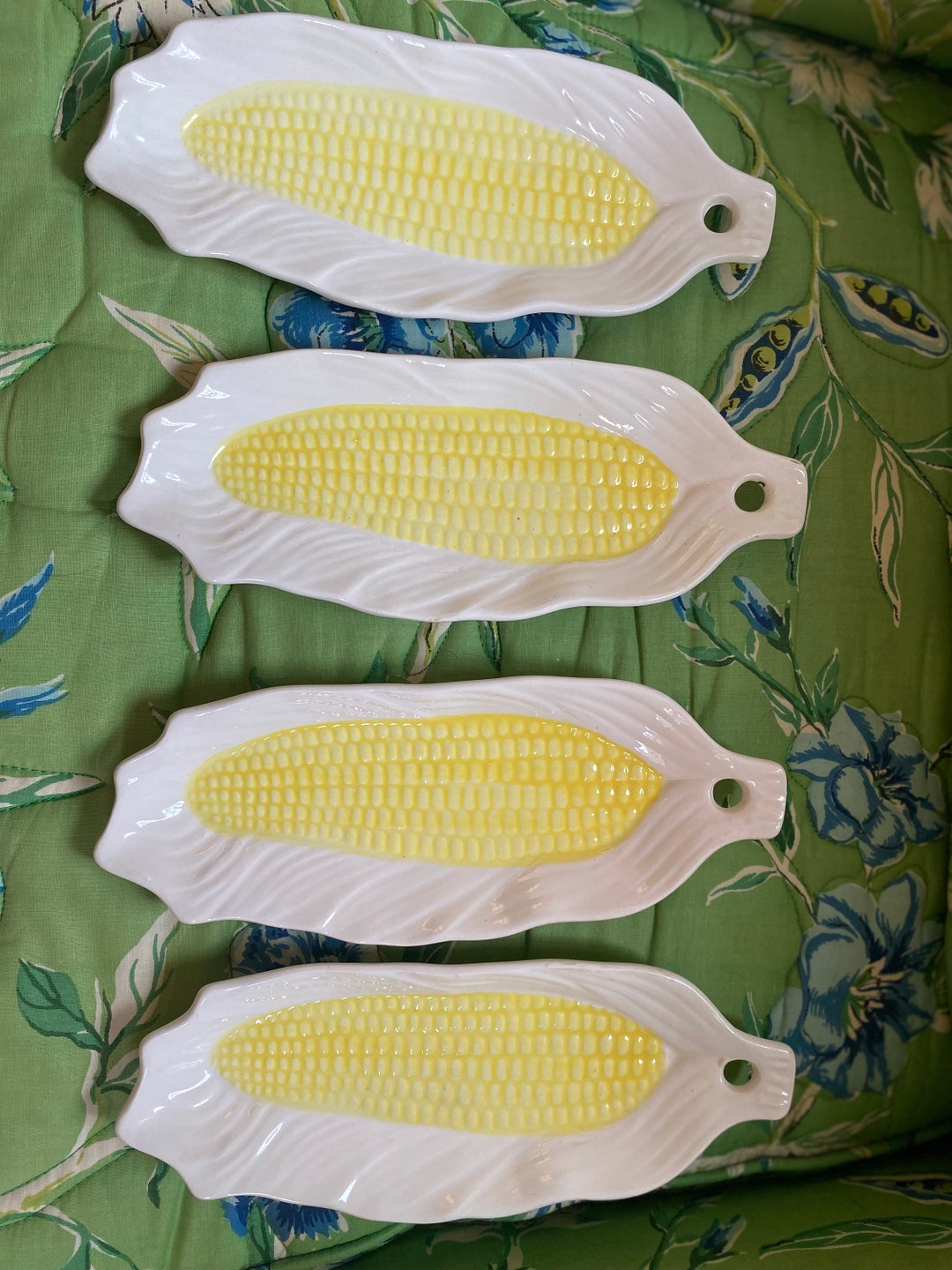 Vintage Ceramic Corn Trays, Set of Four, Hoffrtiz, Japan, Glazed ...