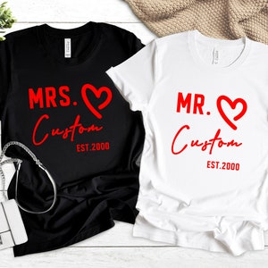 Custom Mr&mrs T-shirt, Matching Couple Shirt, Valentine Couple Shirt ...