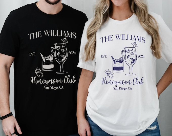 Custom Honeymoon Social Club Tshirt, His and Hers Shirts, Mr and Mrs ...