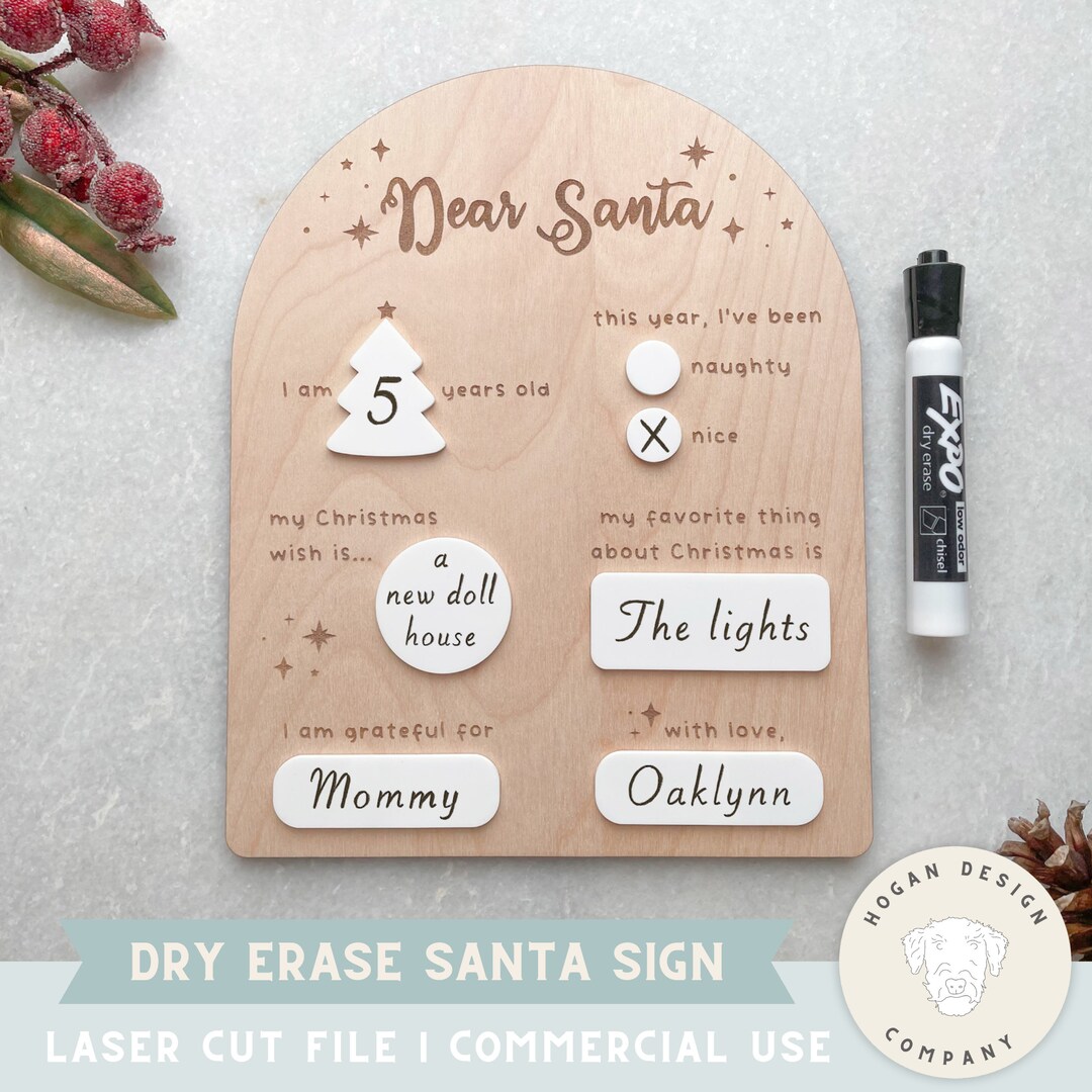 Dear Santa Sign SVG File Dry Erase Christmas Sign | Dear Santa ...