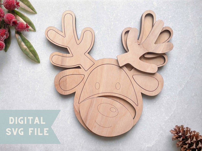 Reindeer Puzzle SVG File Christmas Puzzle Kids Puzzle - Etsy