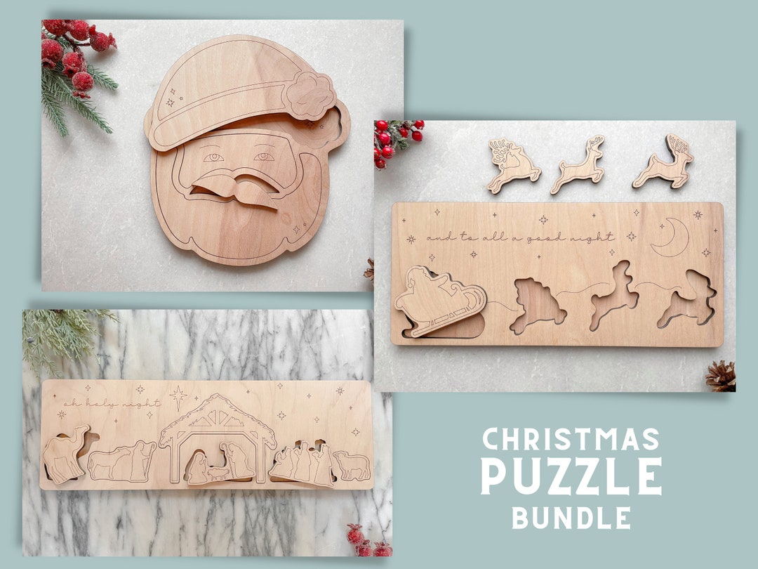 Christmas Puzzle Bundle SVG File Santa Puzzle Kids Puzzle Christian ...