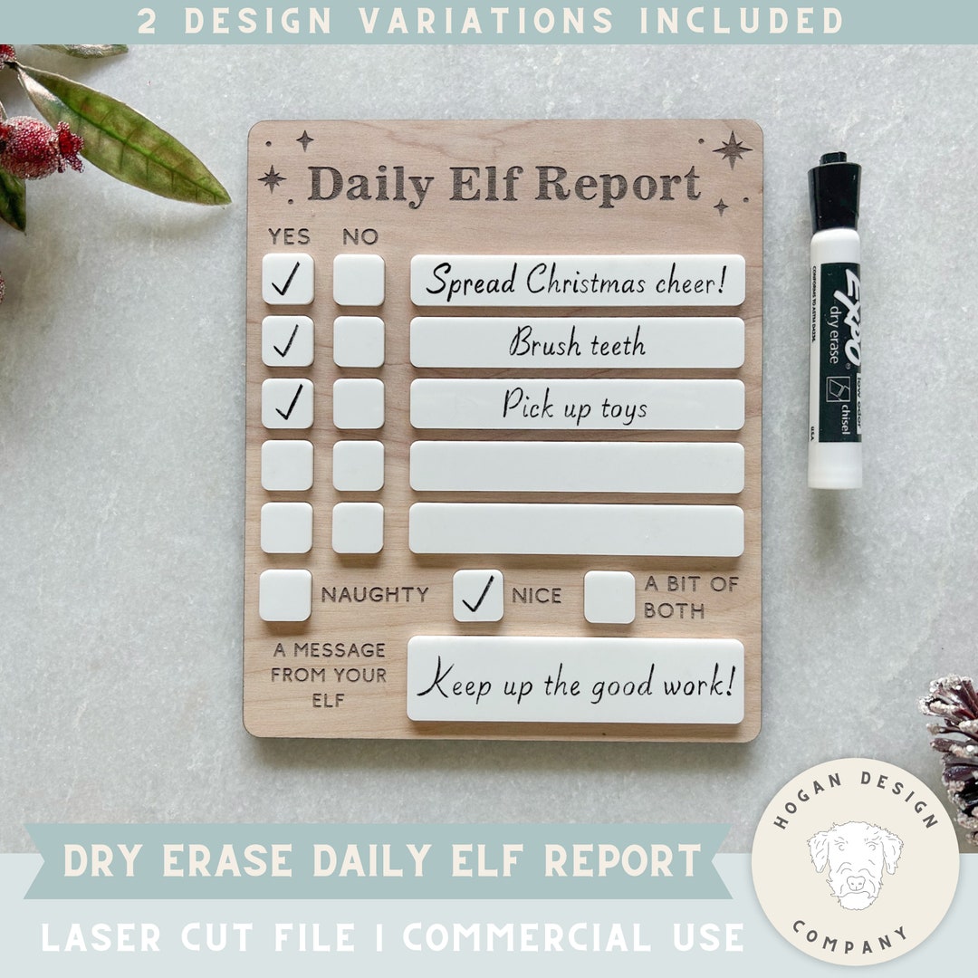 Dry Erase Daily Elf Report SVG File | Christmas Elf | Magical Elf ...