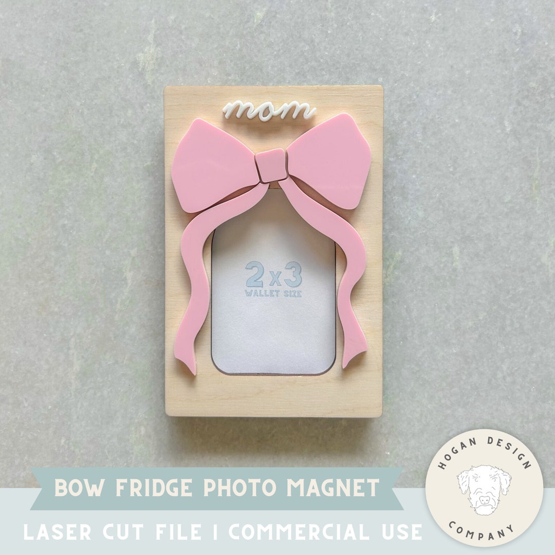 Bow Fridge Magnet SVG Laser File Cut Digital File | Wallet Size Photo ...