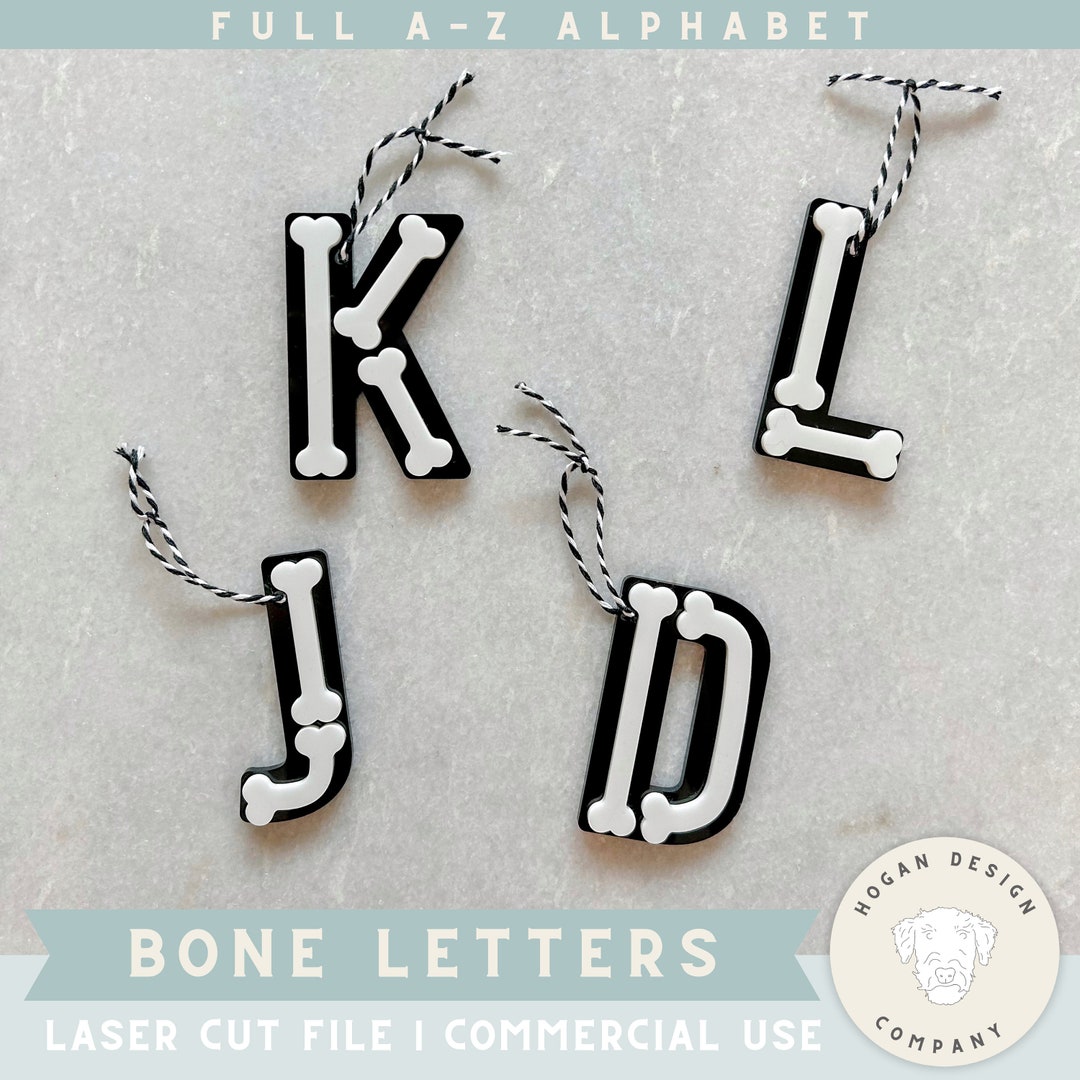 Bone Letters Gift Tags SVG Laser File Cut Digital File Glowforge | A-Z ...