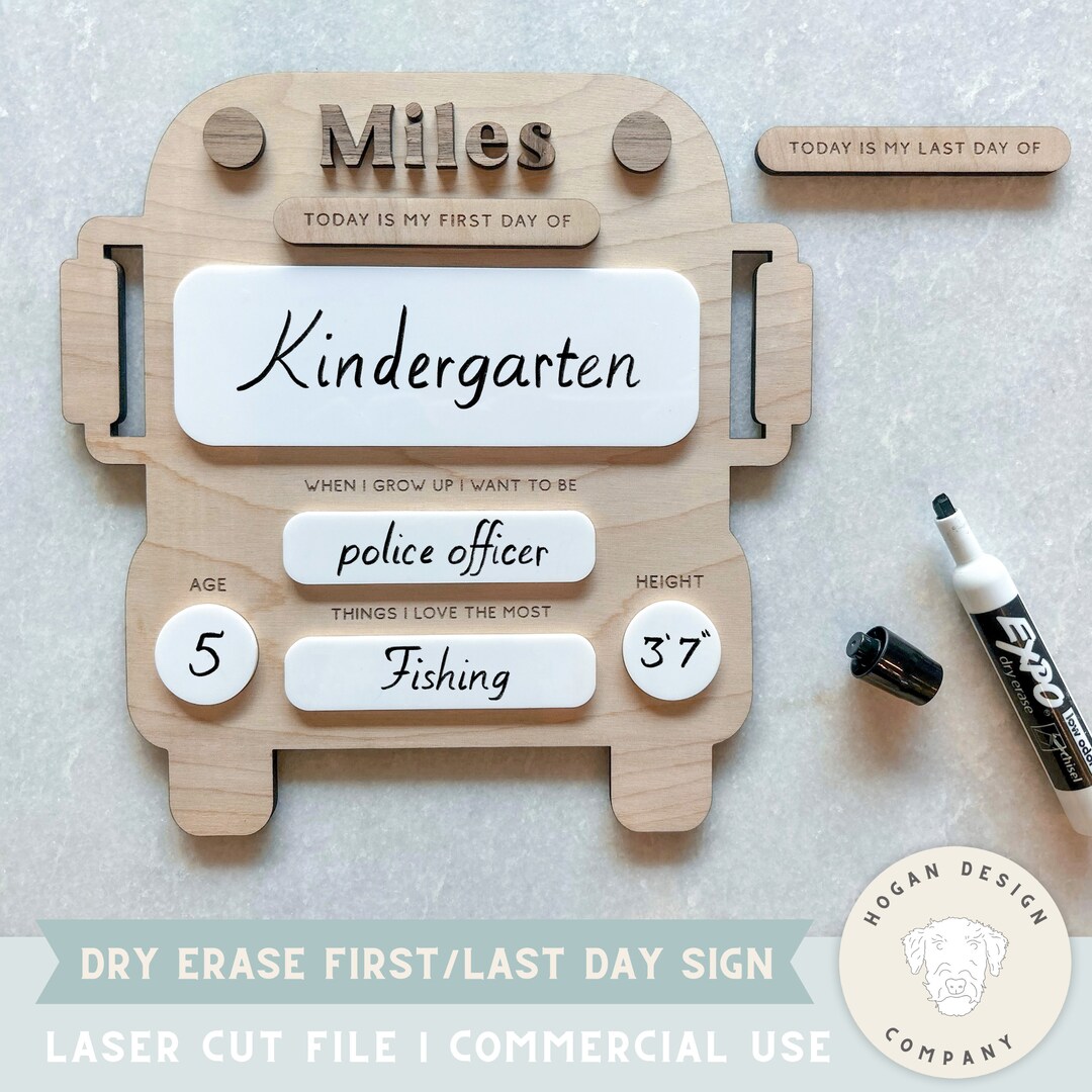 School Bus First Day of Last Day of Sign SVG Laser File Cut Digital ...