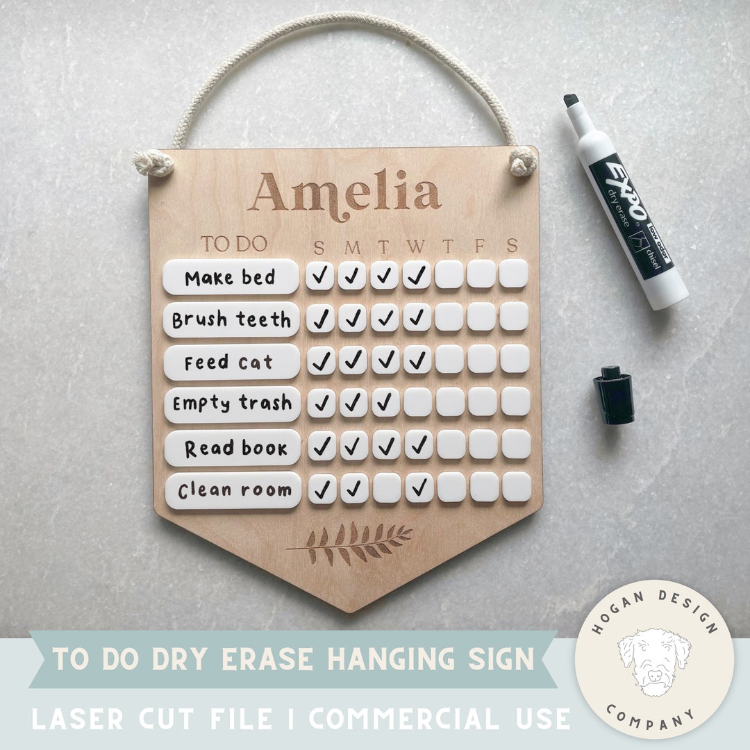 To Do Hanging Chart Dry Erase Sign SVG Laser File Cut Digital File for ...
