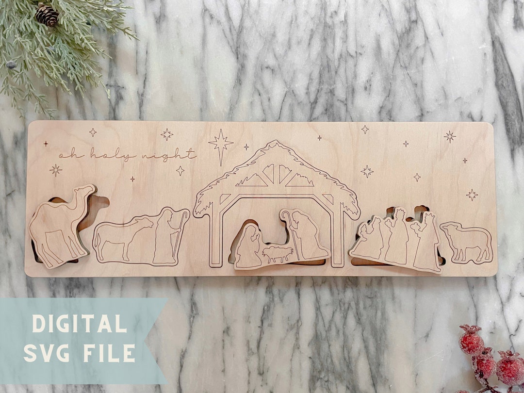 Nativity Scene Puzzle SVG File Christmas Puzzle Kids Puzzle Jesus ...
