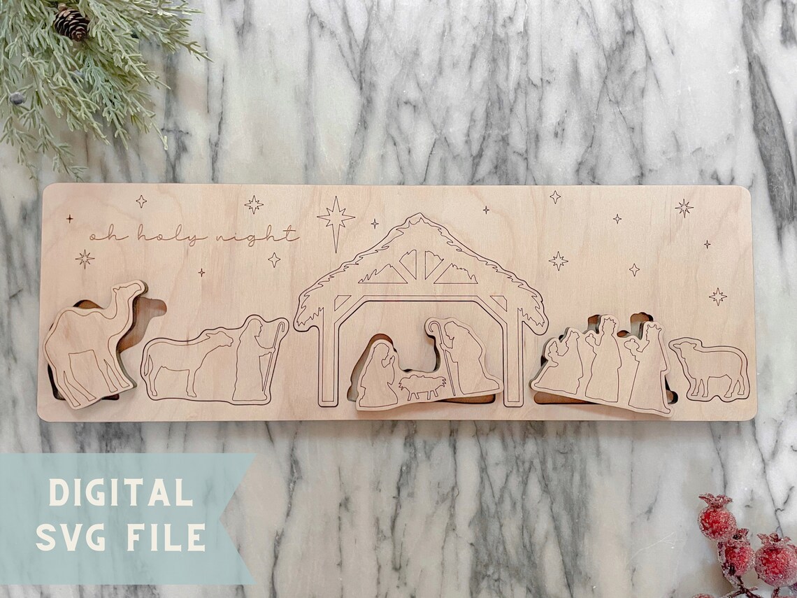 Nativity Scene Puzzle SVG File Christmas Puzzle Kids - Etsy